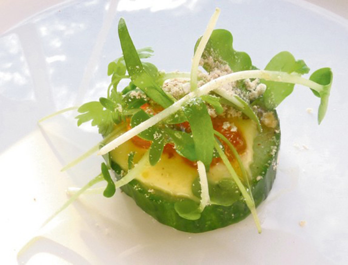 Salmon Roe & Corn Purée Cucumber Wheel With Shiitake Mushroom – Dan’s ...