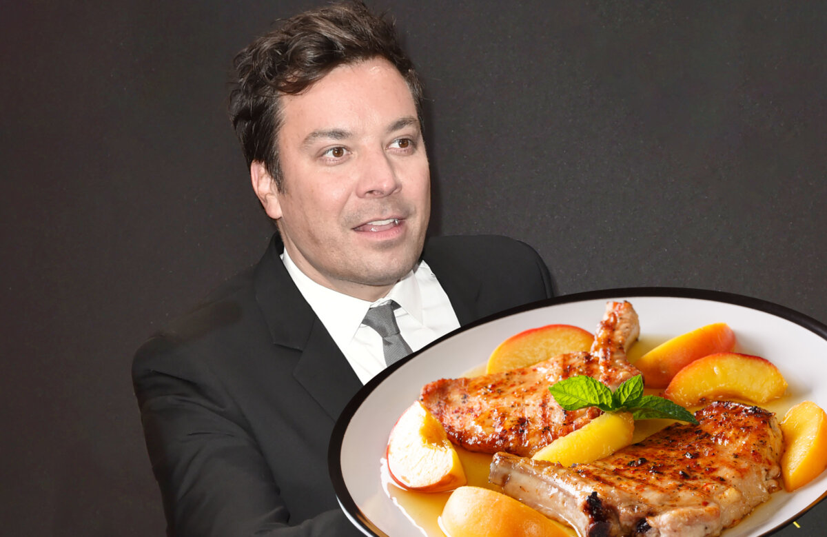 Jimmy Fallon Shows Cooking Show Chops with Pork & Peaches